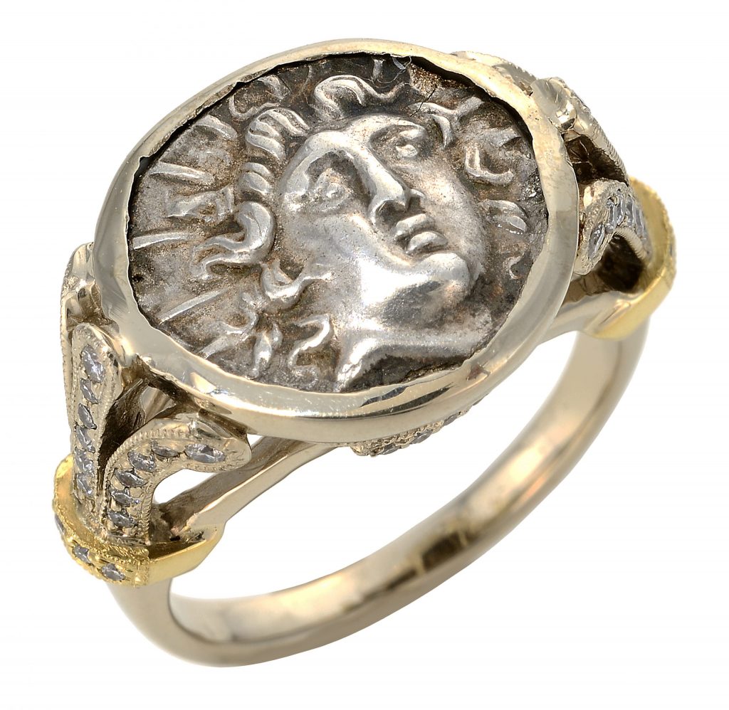 Rhodes Silver Hemidrachm Two-Tone Coin Ladies’ Ring – Zabler Design ...