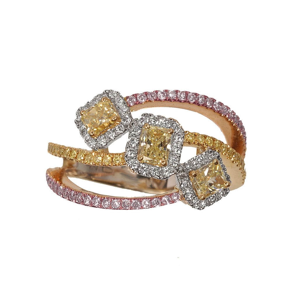Radiant Yellow Diamond “Dancing Diamonds” Ring – Zabler Design Jewelers